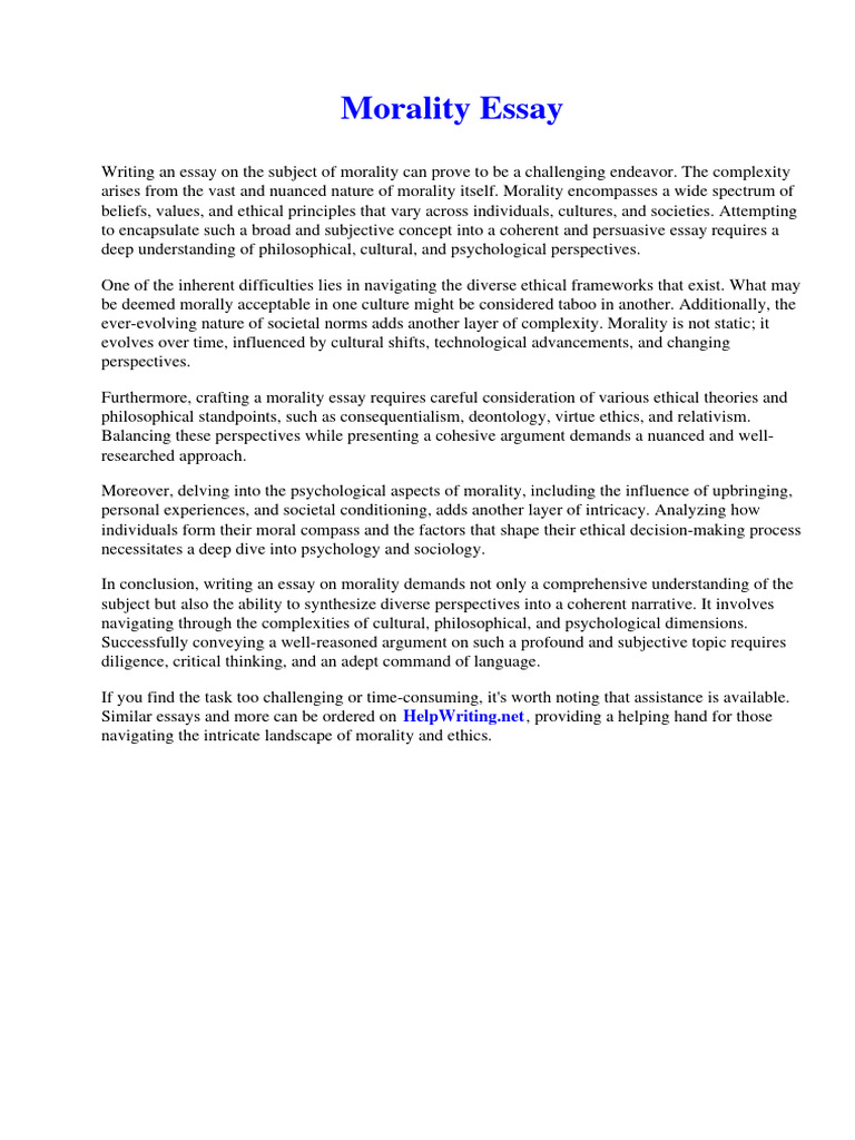 Morality Essay | Download Free PDF | Genesis Flood Narrative | Morality