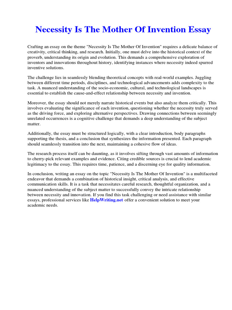 Necessity Is The Mother of Invention Essay | PDF | E Commerce ...