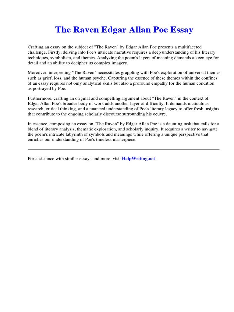 The Raven Edgar Allan Poe Essay | PDF | Water | The Raven