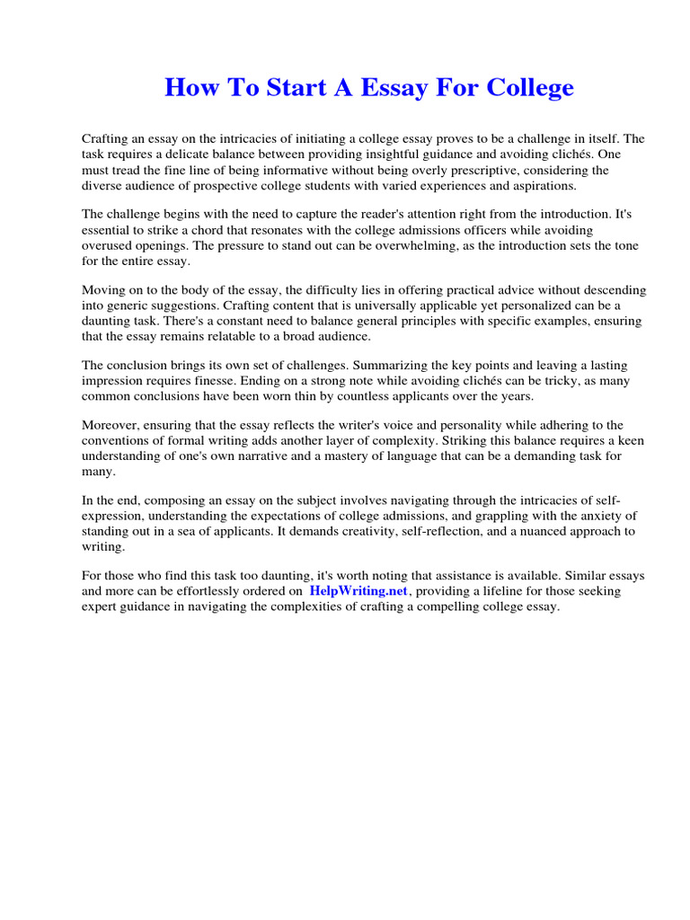 How To Start A Essay For College | PDF | Assassination Of John F. Kennedy