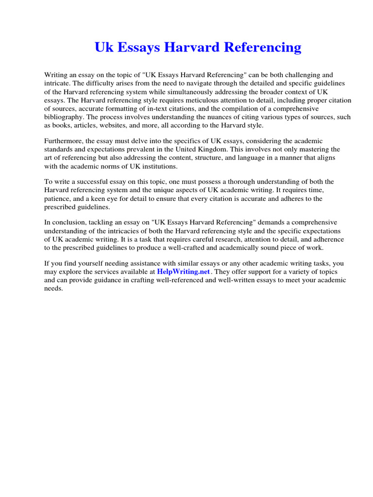 Uk Essays Harvard Referencing | PDF | Citation | Essays