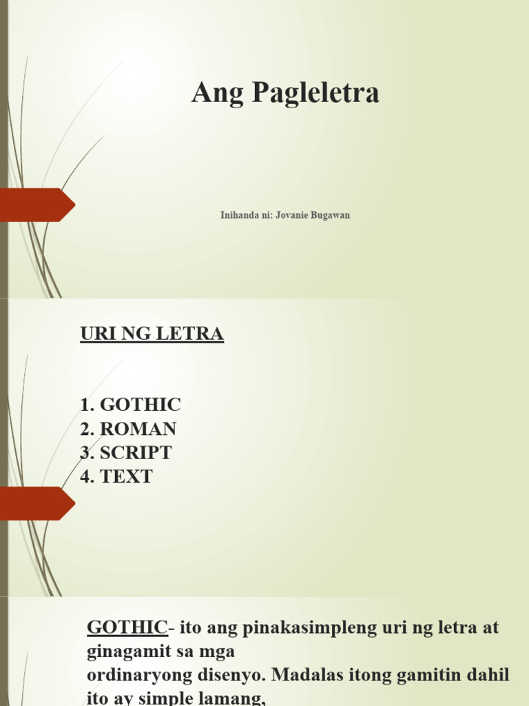 Ang Pagleletra: Inihanda Ni: Jovanie Bugawan | PDF