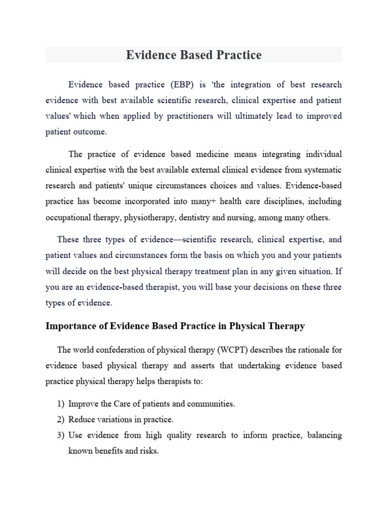Evidence Based Practice Introduction 1 Pdf Sampling Statistics