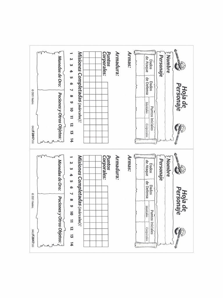 Hoja de Personaje de HeroQuest (2021) | PDF