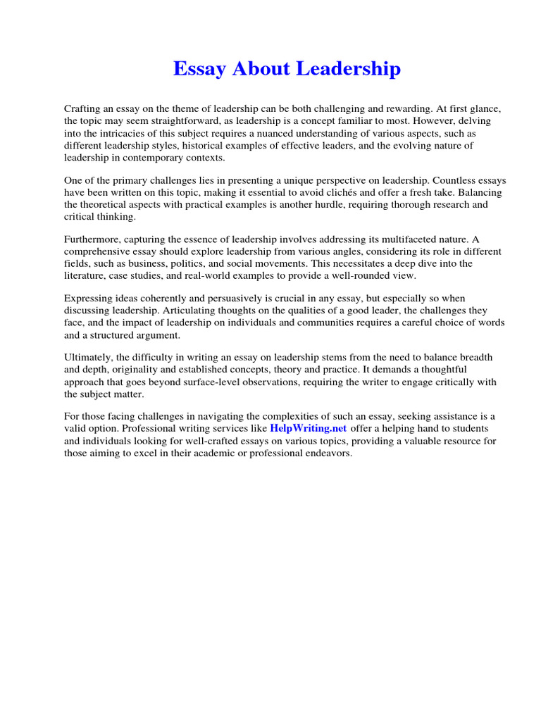 Essay About Leadership | PDF | Bric | Leadership
