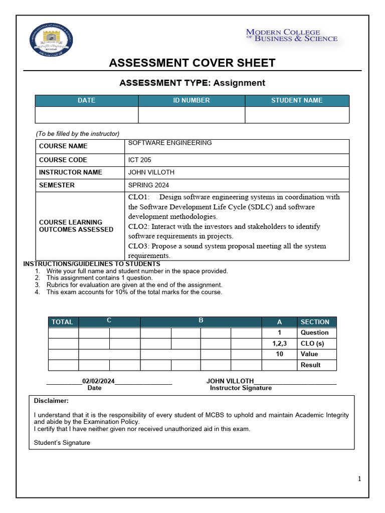ASSIGNMENT Assessment and Moderation ICT 205 SPRING 2024 | PDF