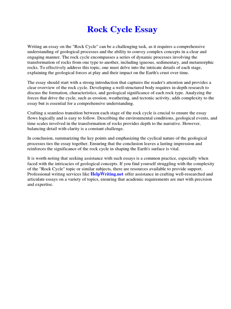 Rock Cycle Essay | PDF | Rock (Geology) | Geology