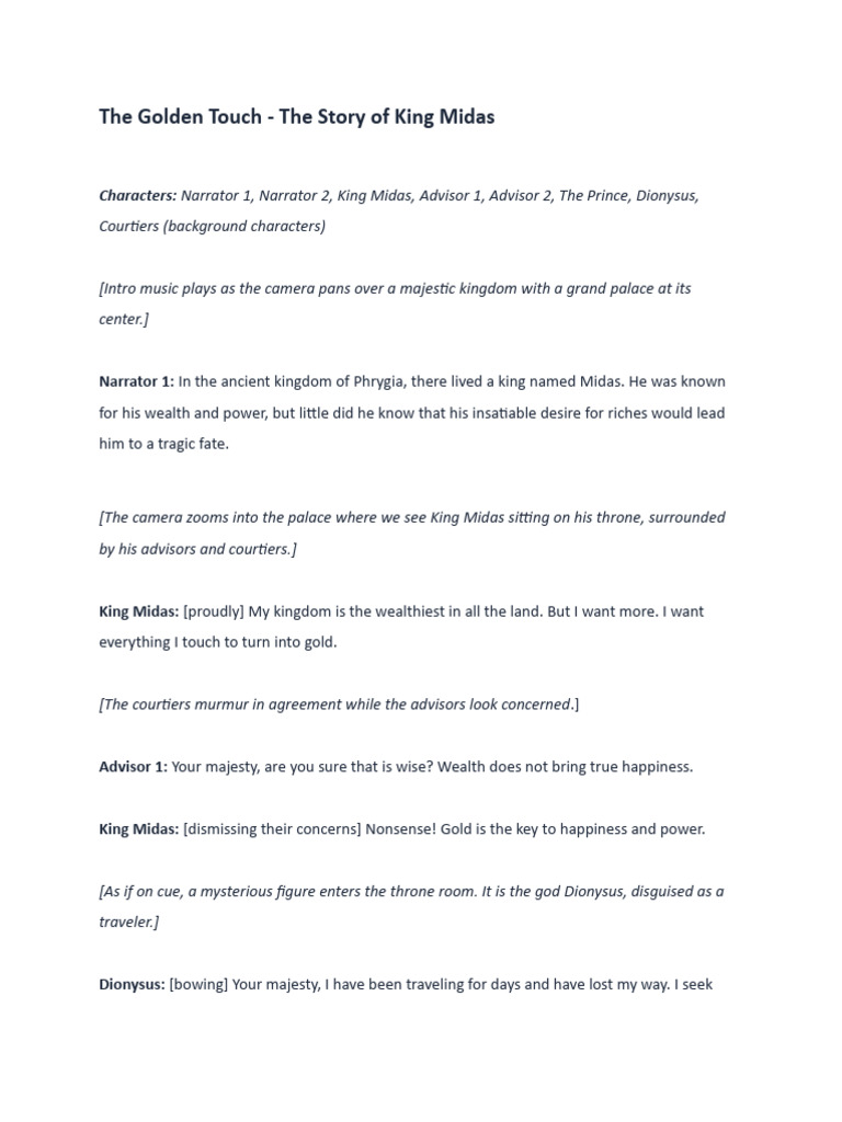 King Midas Play | PDF | Dionysus | Greed