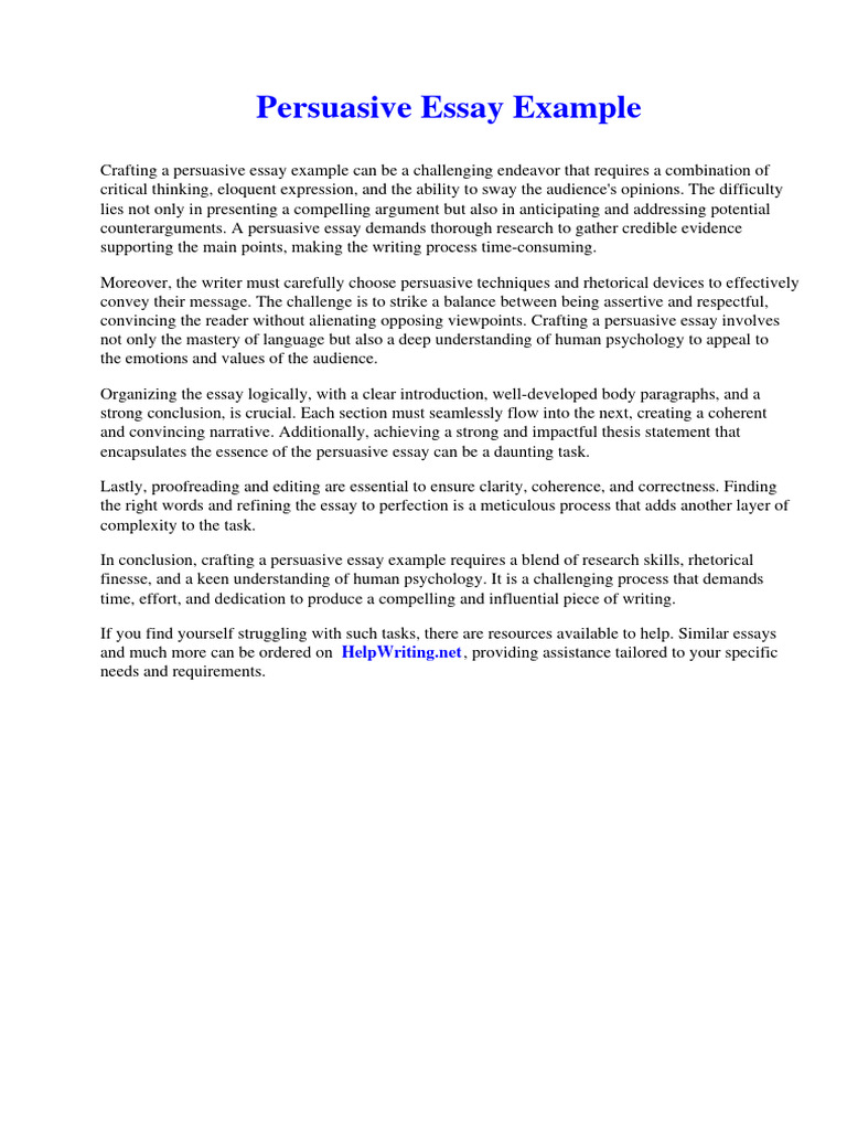 Persuasive Essay Example | PDF | Attention Deficit Hyperactivity ...