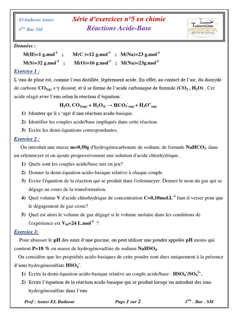 Réactions Acido-Basiques en Chimie | PDF | Acide phosphorique | Acide