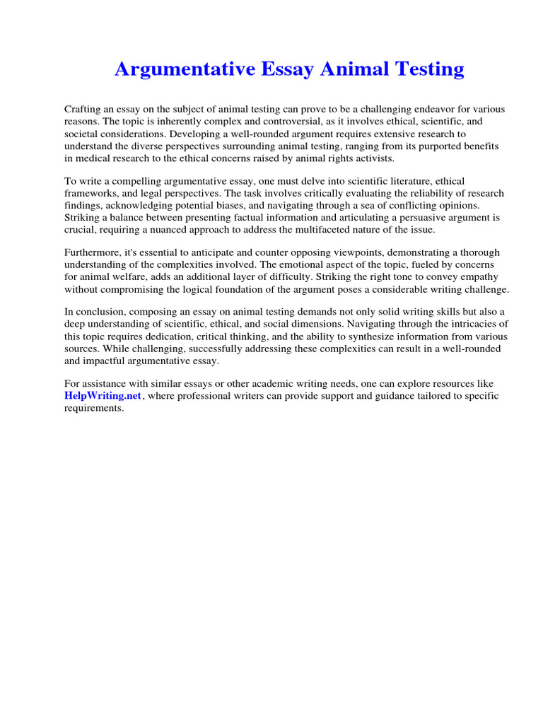 Argumentative Essay Animal Testing | PDF | Hearing Aid | Hearing