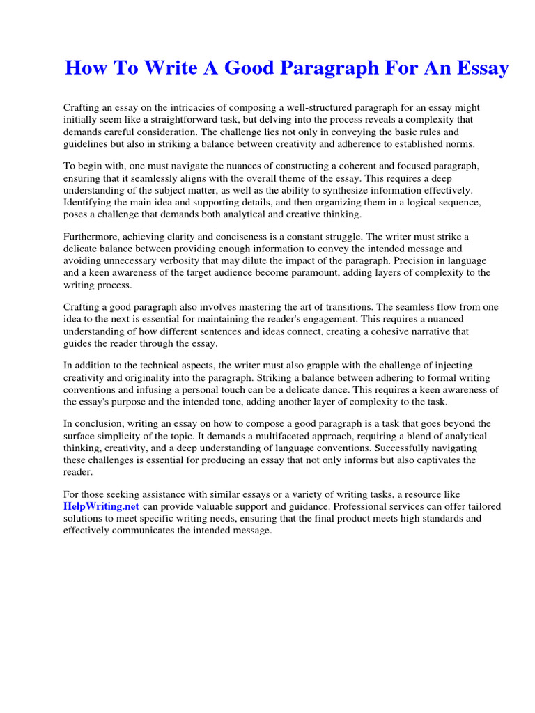 How To Write A Good Paragraph For An Essay | PDF | Herbivore ...