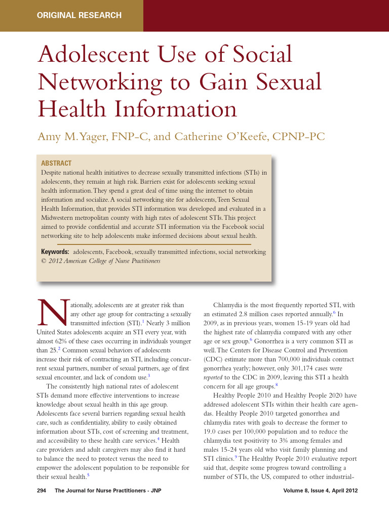 Adolescent Sexual Health via Social Media | PDF | Sexually Transmitted ...