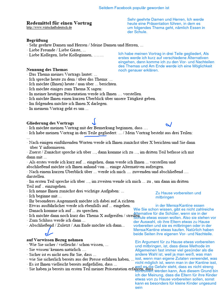 Prasentation Redemittel b2 | PDF
