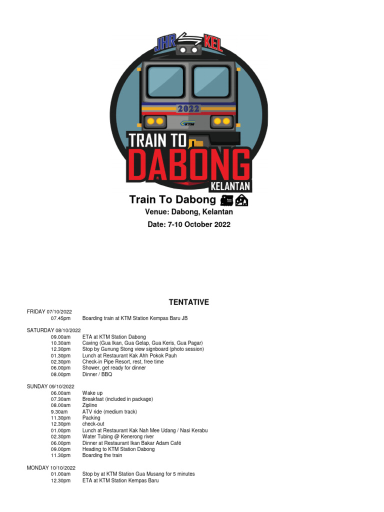 Trip Train To Dabong 7-10 Okt | PDF | Food And Drink | Cuisine