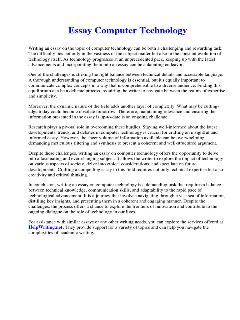 Essay Computer Technology | PDF | Pantheism | Otto Von Bismarck