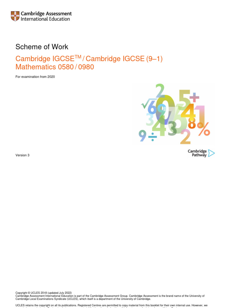 0580 Scheme of Work (For Examination From 2020) | PDF | Numbers | Prime ...