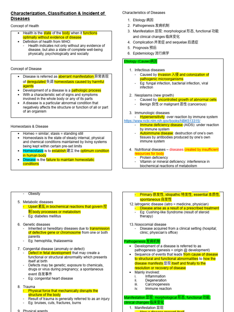 Characterization, Classification of Disease | PDF | Infection | Immune System