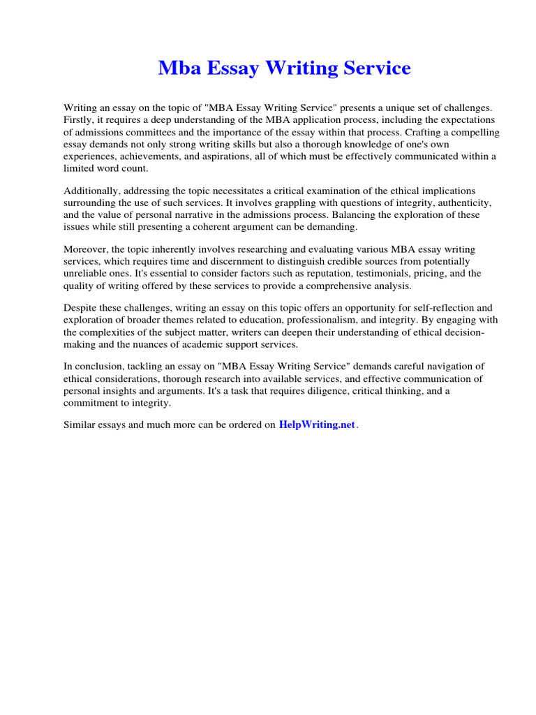Mba Essay Writing Service | PDF | Essays | Whistleblower
