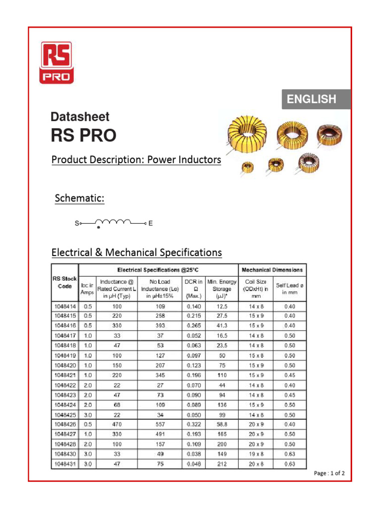 RSP RO: Datasheet | PDF | Inductor | Equipment