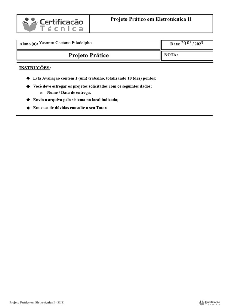 Projeto Prático Em Eletrotécnica 2 Pdf Tomar Banho Implementos