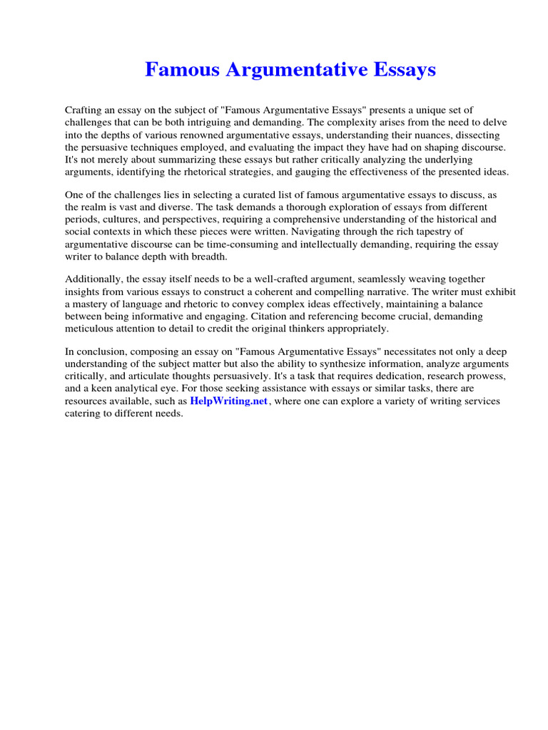 Famous Argumentative Essays | PDF | Prison | Essays