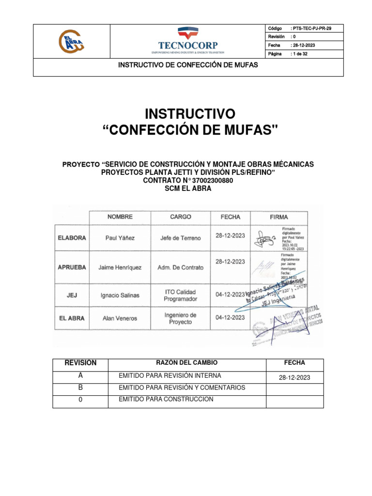 Instructivo para Confección de Mufas | PDF | Seguridad y salud ocupacional