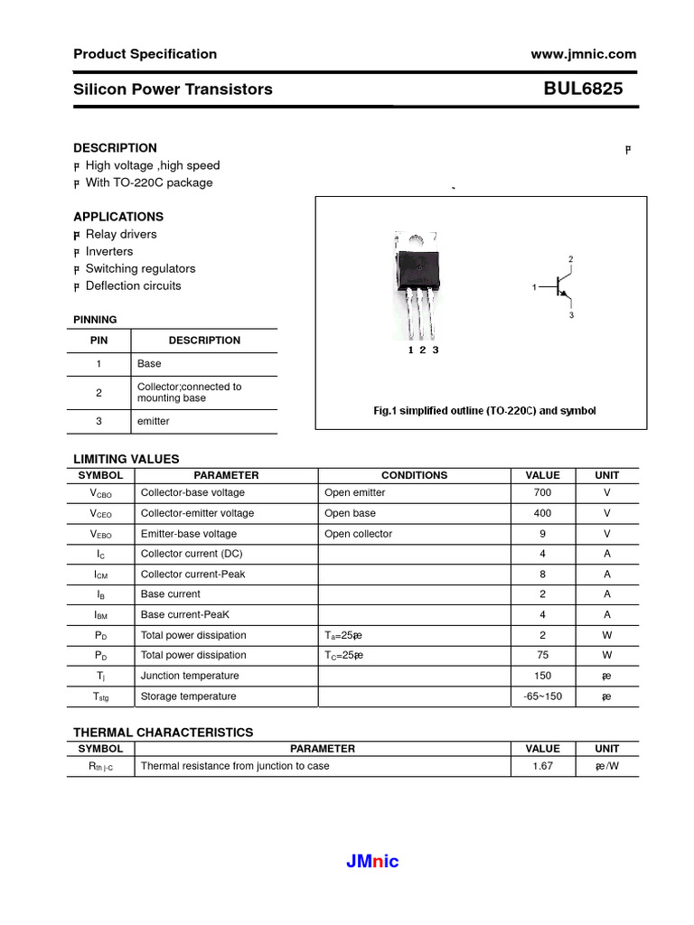 Bul 6825 | PDF | Transistor | Physical Quantities