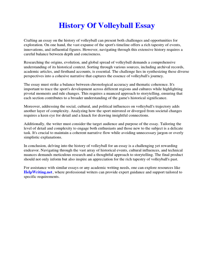 History of Volleyball Essay | PDF | Internet Protocol Suite | Transport ...