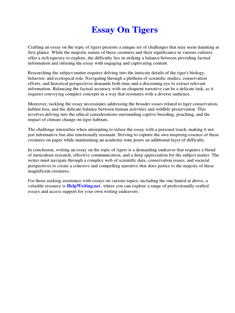 Essay On Tigers | PDF | Attention Deficit Hyperactivity Disorder ...