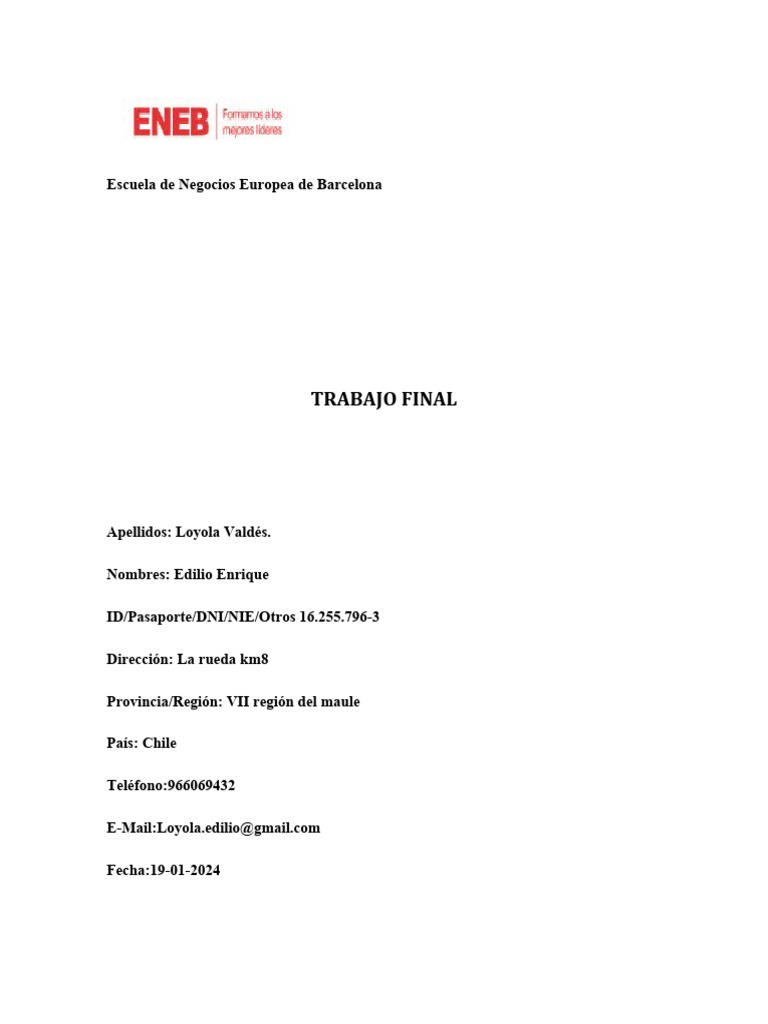 Business Plan - Loyola Valdés Edilio Enrique PDF | PDF | Mercado (economía) | Business