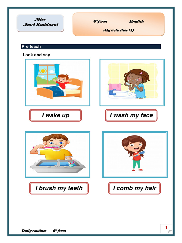 Daily Routines for 6th Grade English | PDF