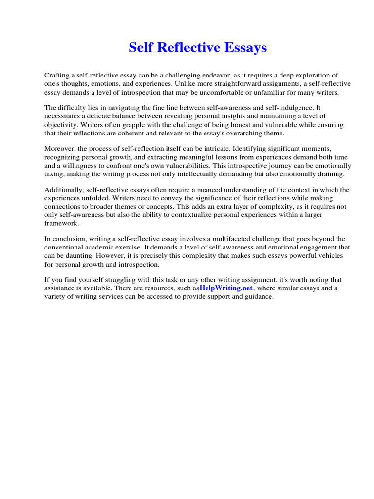Self Reflective Essays | PDF