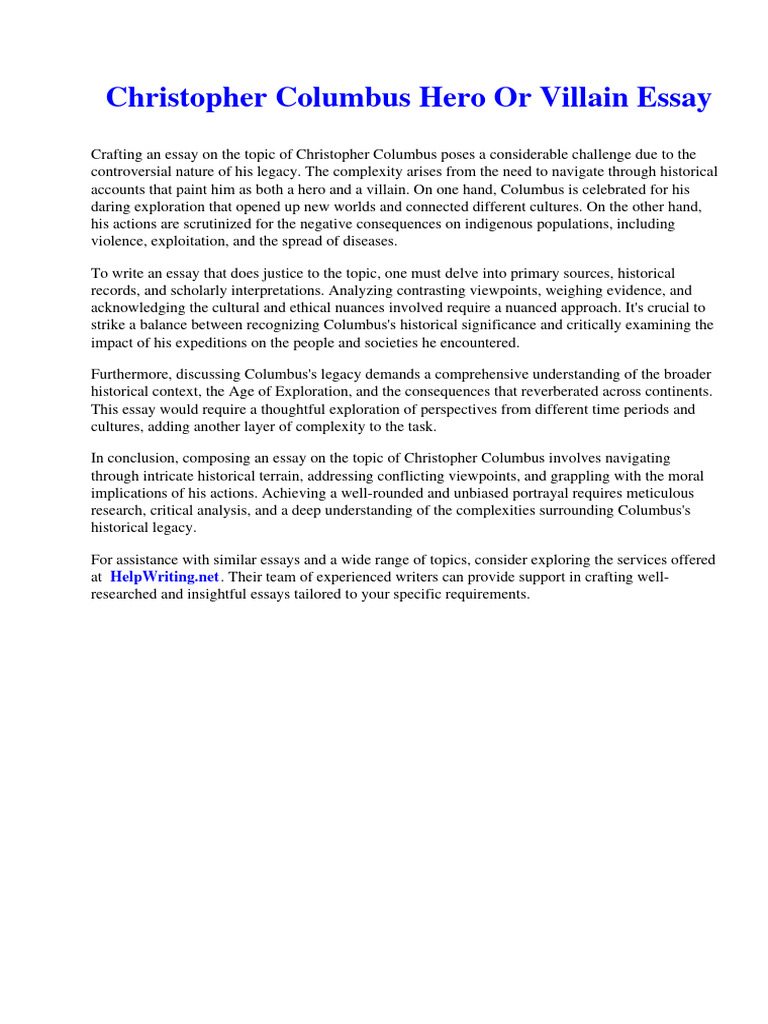 Christopher Columbus Hero or Villain Essay | PDF
