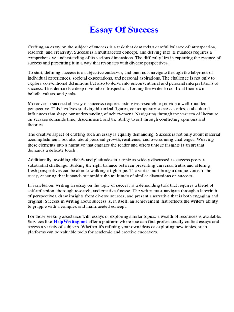 Essay of Success | PDF | Essays | Witness