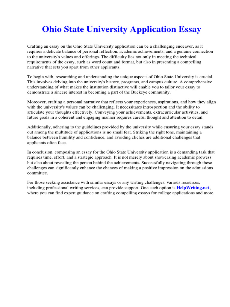 Ohio State University Application Essay | PDF | Genetic Disorder