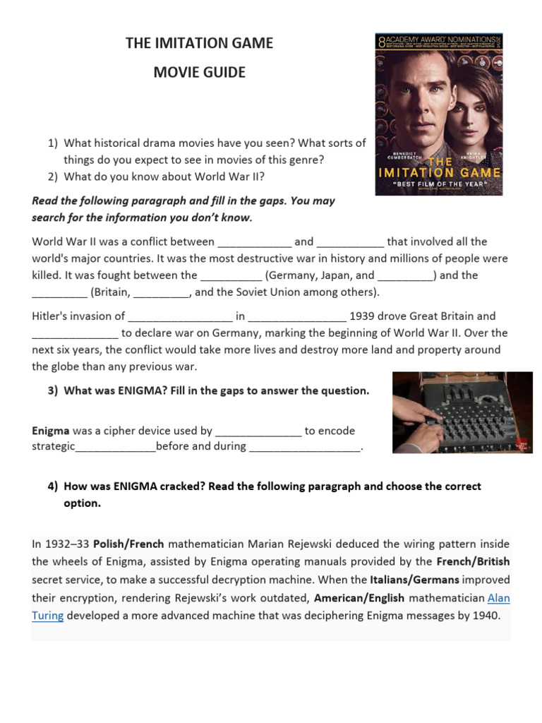 The Imitation Game Students | PDF | Alan Turing | Military Communications