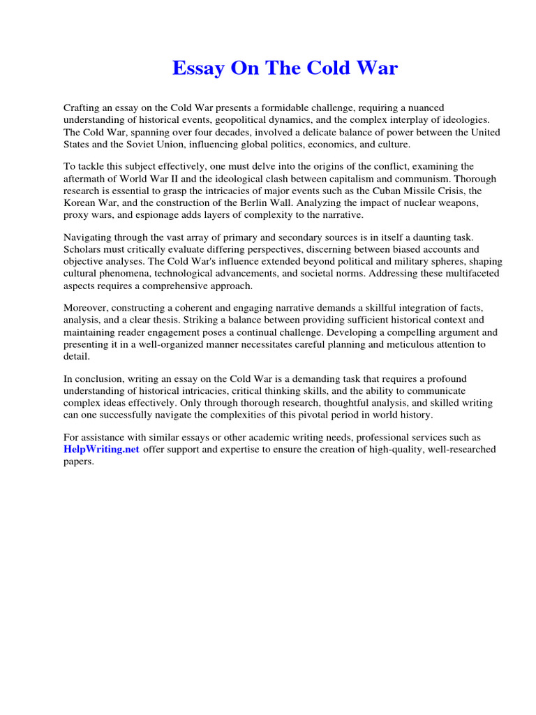 Essay On The Cold War | PDF | Cold War | Essays