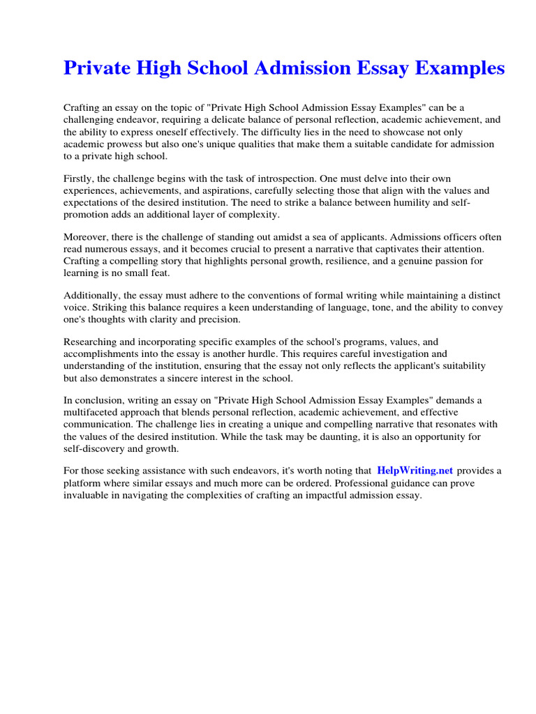 Private High School Admission Essay Examples | PDF | Essays | Robin Hood