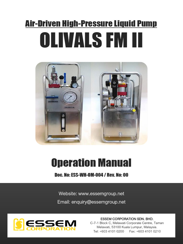 Olivals FM II Pump Operation Manual | PDF | Pump | Valve