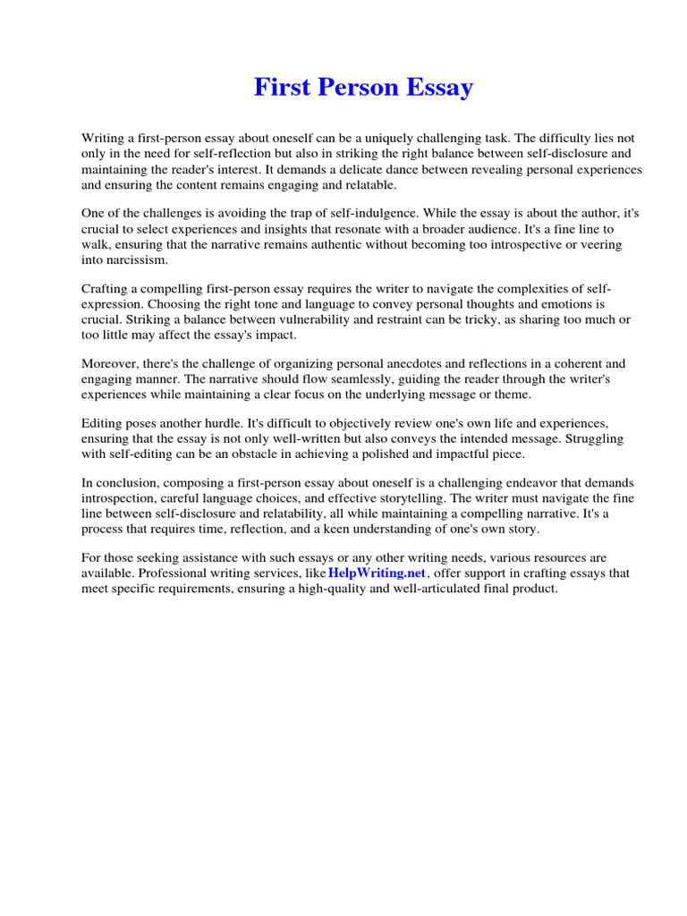 First Person Essay | Download Free PDF | Bilbo Baggins | The Hobbit