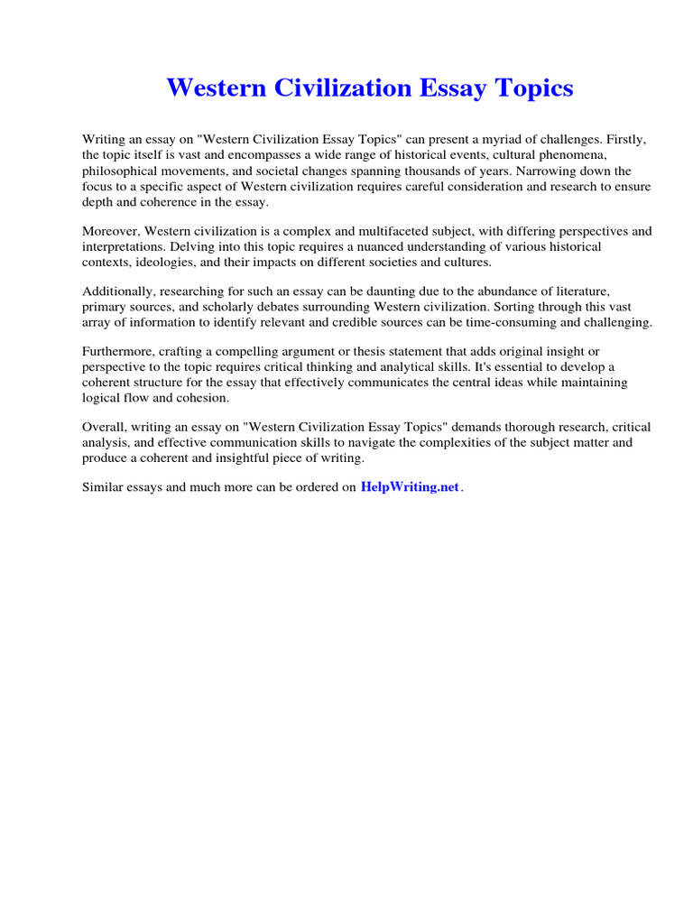 Western Civilization Essay Topics | PDF | Enzyme | Michel Foucault