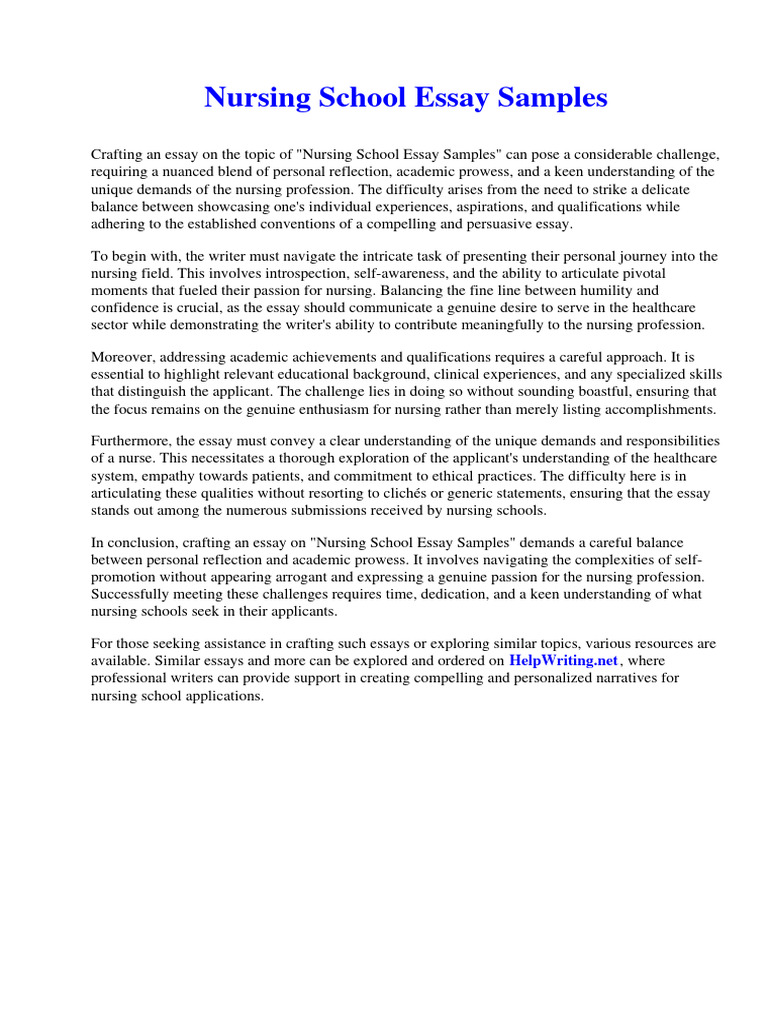 Nursing School Essay Samples | PDF | Nursing | Essays