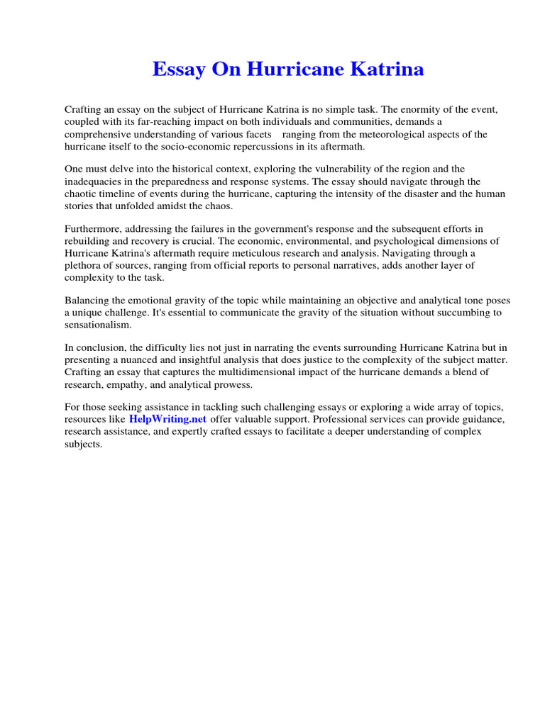 Essay On Hurricane Katrina | PDF