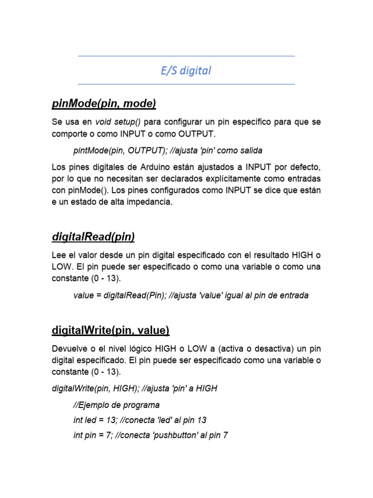 E S Digital Pinmode Pin Mode Pdf Informática Ingeniería