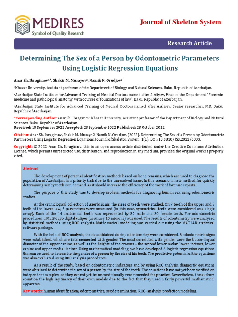 Determin Sex Pdf Receiver Operating Characteristic Logistic