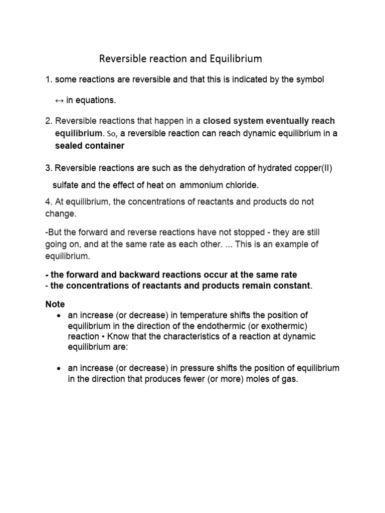 Revesible and Equilibrium Reaction - 1639733269 | PDF | Chemical ...