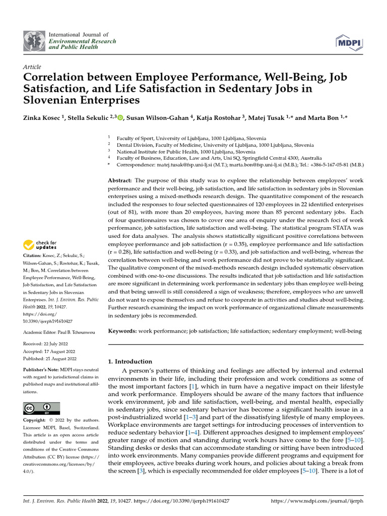 Correlation Between Employee Performance Well-Bein | PDF | Job ...