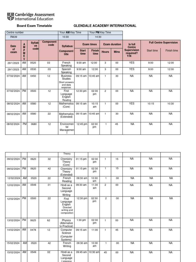 Grade 10 Igcse Board Exam Timetable March 2024 Serie Pdf Physics Computing
