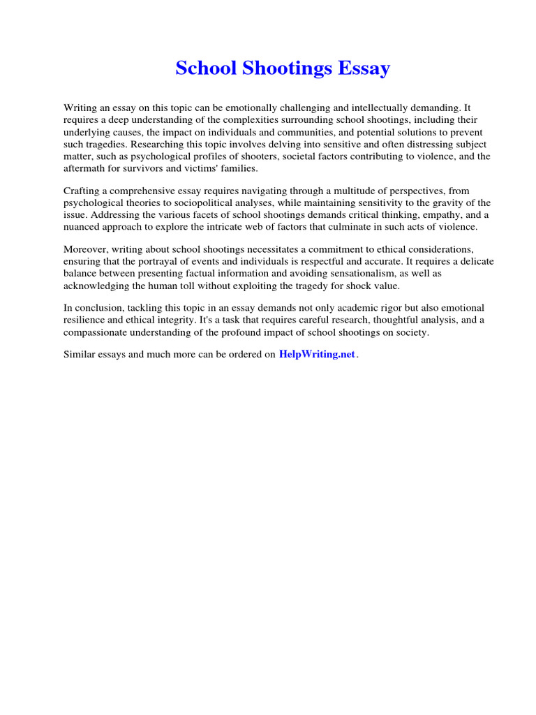School Shootings Essay | PDF | Pharmacy | School Shooting
